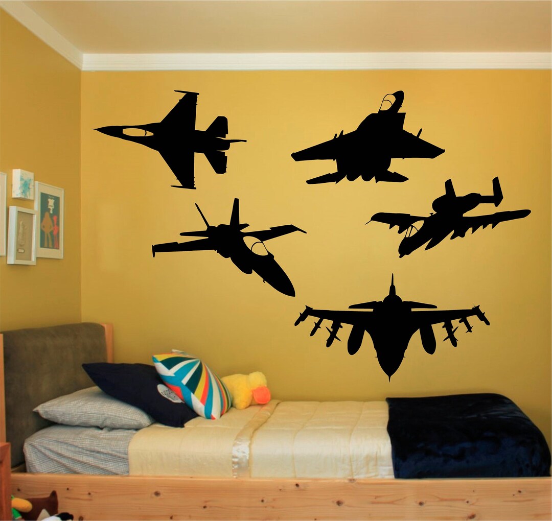 5 Jet Aeroplanes Vinyl Wall Art, Decal, Sticker, Transfer, Mural ...