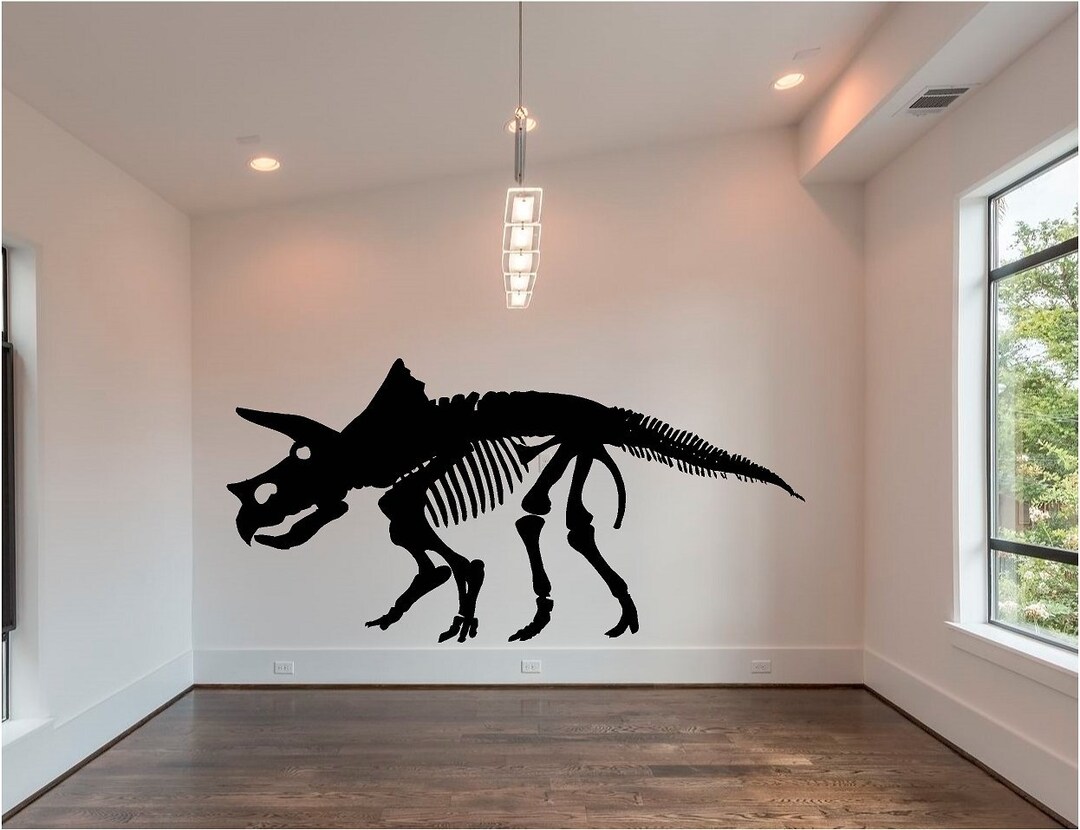 Triceratops Skeleton Dinosaur Sticker, Vinyl Wall Art Sticker, Transfer ...