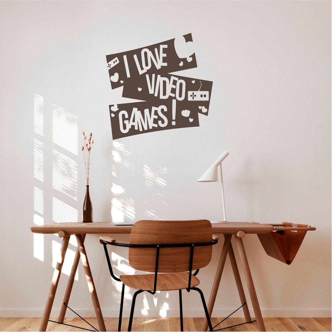 I Love Video Games Wall Decal | Gamer Room Décor | Vinyl Gaming Wall ...