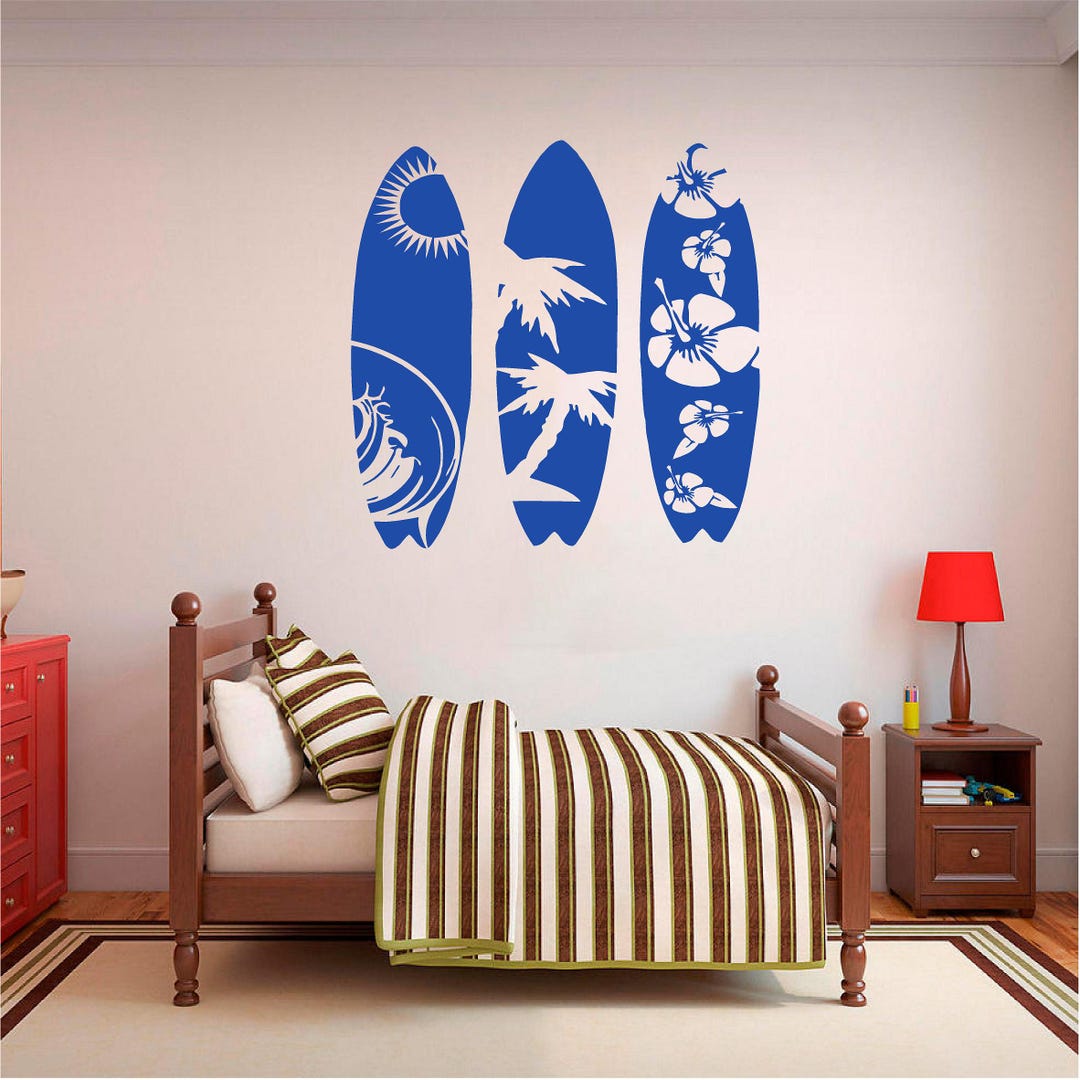 Surfboard Wall Decal Set – Tropical Beach Vinyl Stickers | Coastal ...