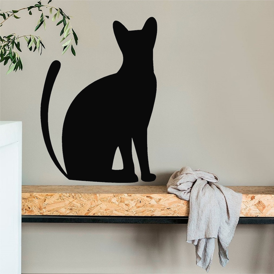 Black Cat Vinyl Wall Art, Decal, Sticker, Transfer, Mural, Removable ...