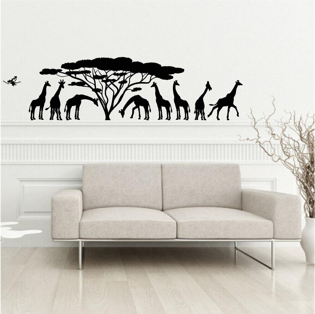 Grazing Giraffe'svinyl Wall Art, Decal, Sticker, Transfer, Mural ...