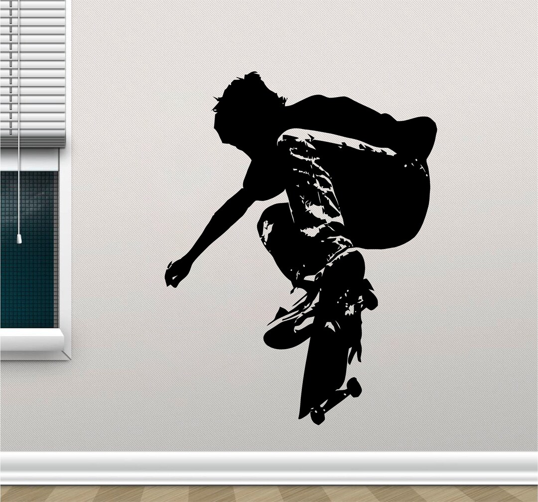 Skate Boarder Sticker, Vinyl Wall Art Sticker, Transfer, Mural, Stencil ...