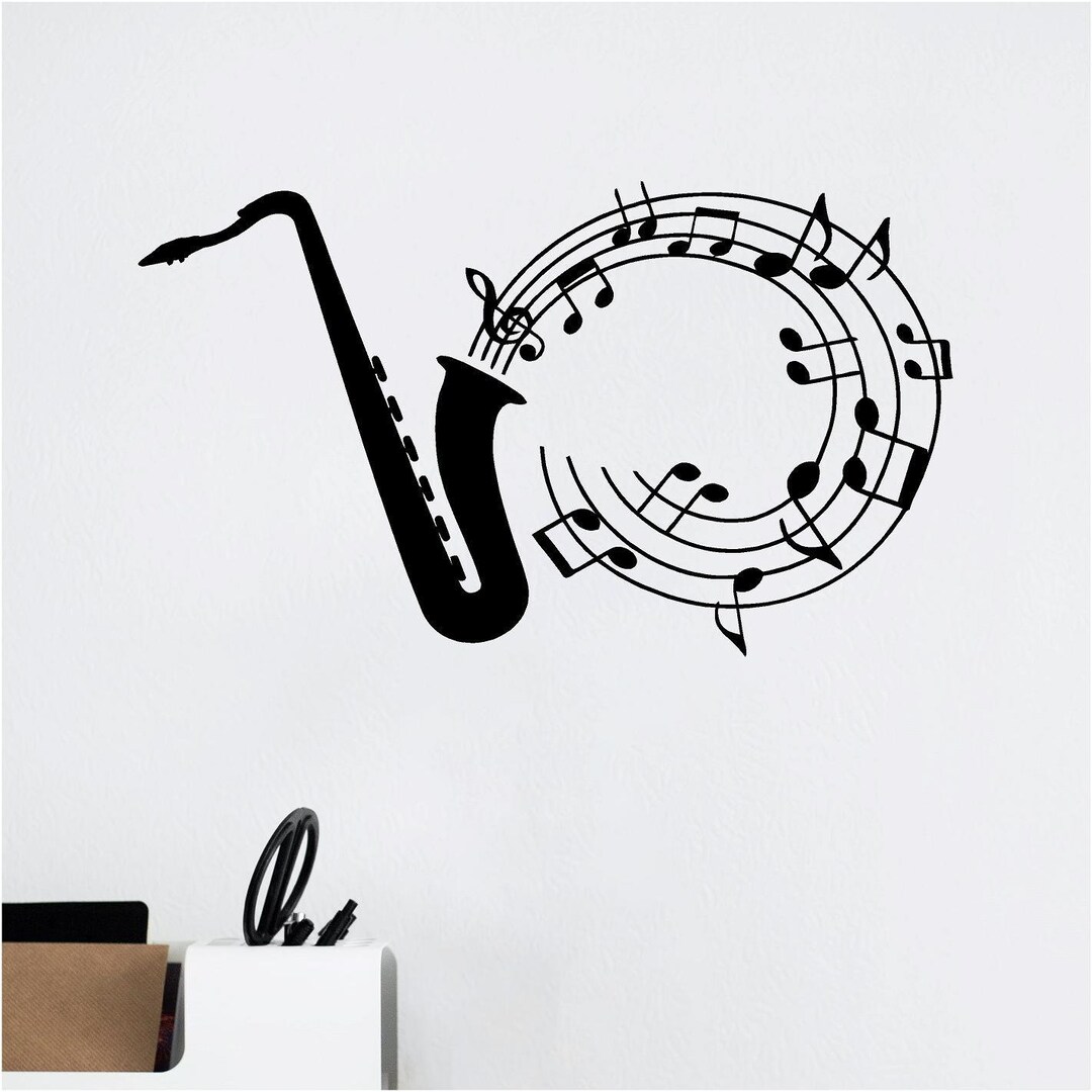 Saxophone Melody Vinyl Wall Art, Decal, Sticker, Transfer, Mural ...