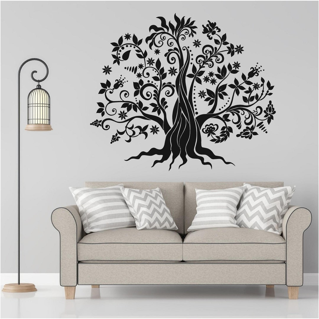 Beautiful Floral Tree Vinyl Wall Art, Decal, Sticker, Transfer, Mural ...