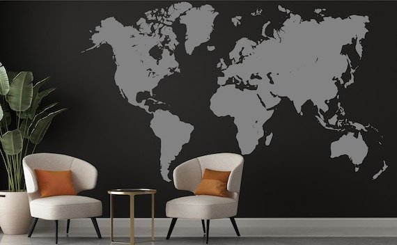Massive World Map Mural Home Decor Wall Stickers Vinyl - Etsy