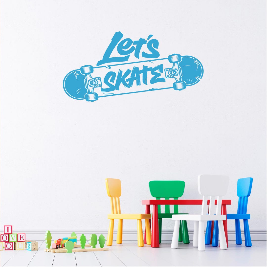 Let’s Skate Wall Decal | Skateboard Room Décor | Vinyl Skater Wall ...