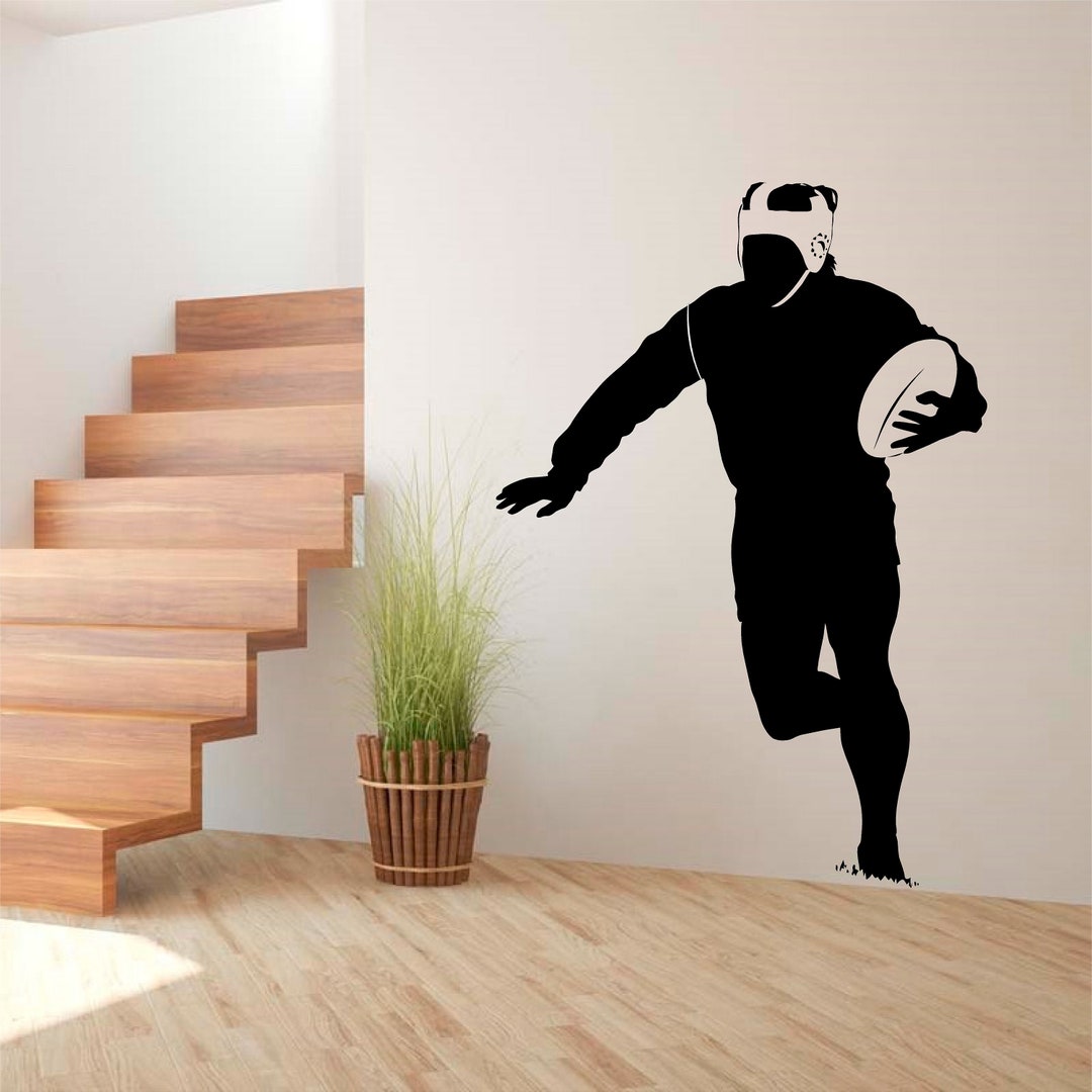 Rugby Player Sticker, Vinyl Wall Art Sticker, Transfer, Mural, Stencil ...