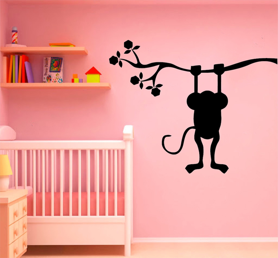 Children's Monkey Silhouette Vinyl Wall Art, Decal, Sticker, Transfer ...