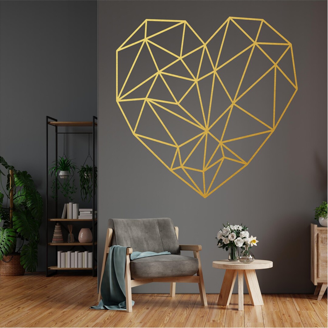 Geometric Love Heart Wall Art, Minimalist, Modern, Abstract, Decal ...