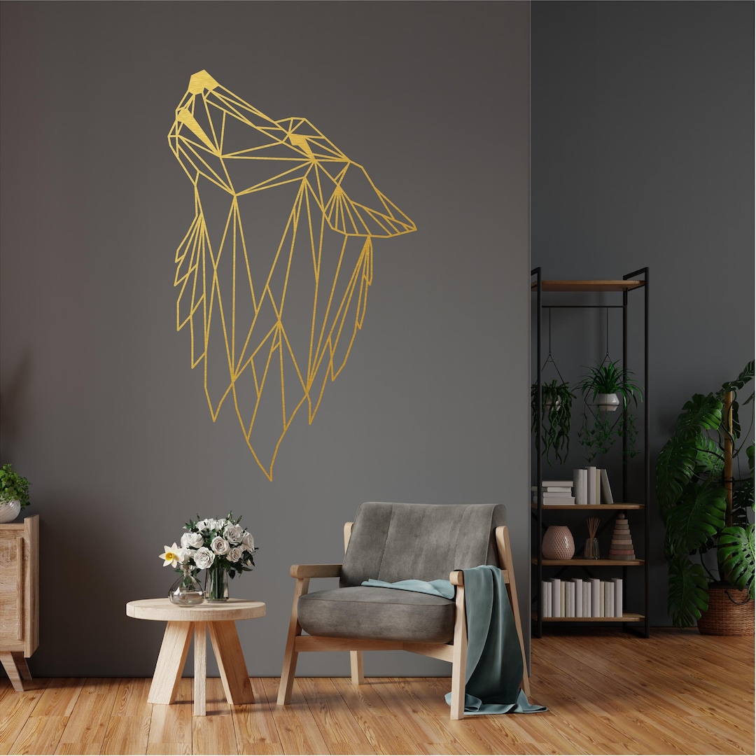 Geometric Howling Wolf Wall Art, Minimalist, Modern, Abstract, Decal ...