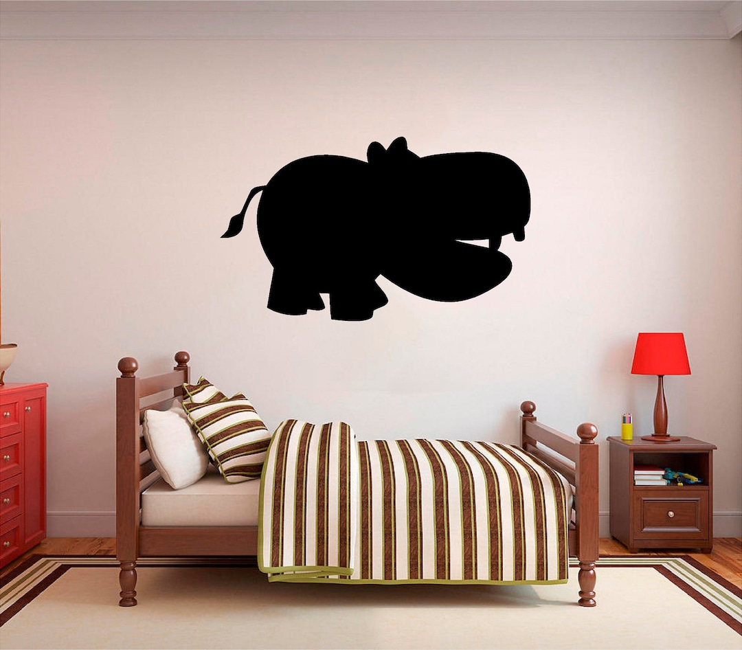 Children's Hippo Silhouette Vinyl Wall Art, Decal, Sticker, Transfer ...