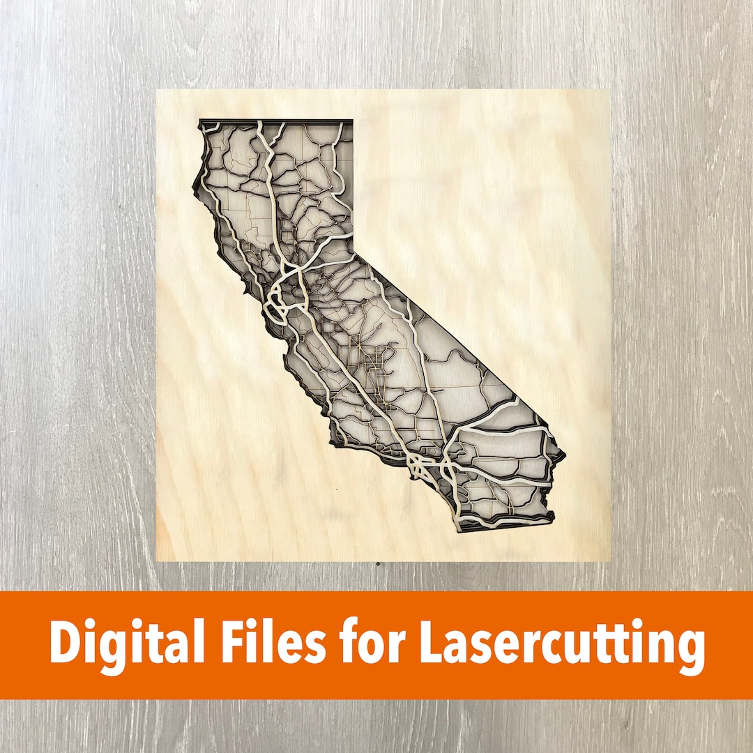 Laser Cutter File | California Layered Map - Etsy