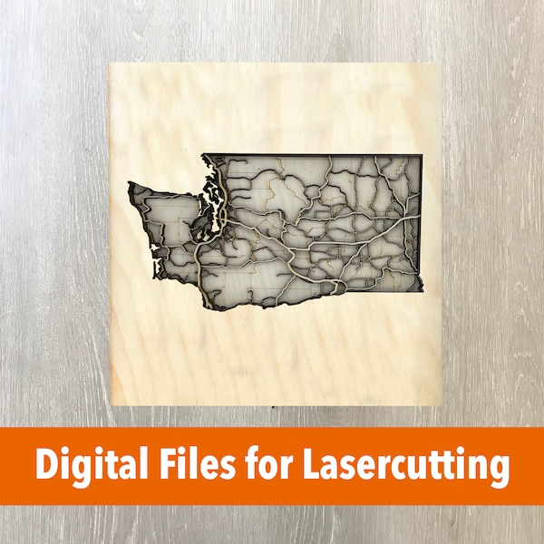 Washington Map Laser File - Etsy