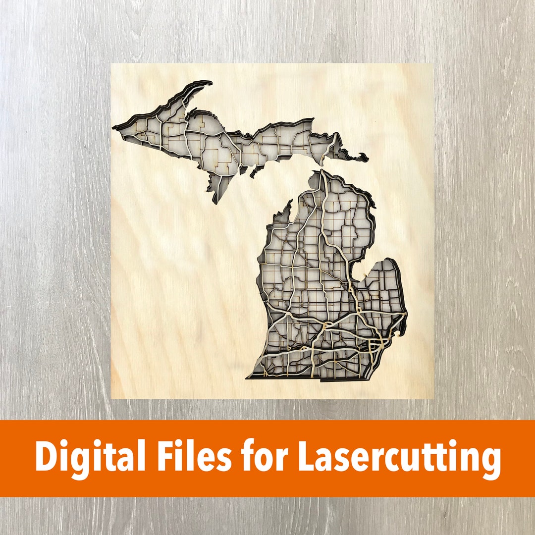 Laser Cutter File | Michigan Layered Map - Etsy