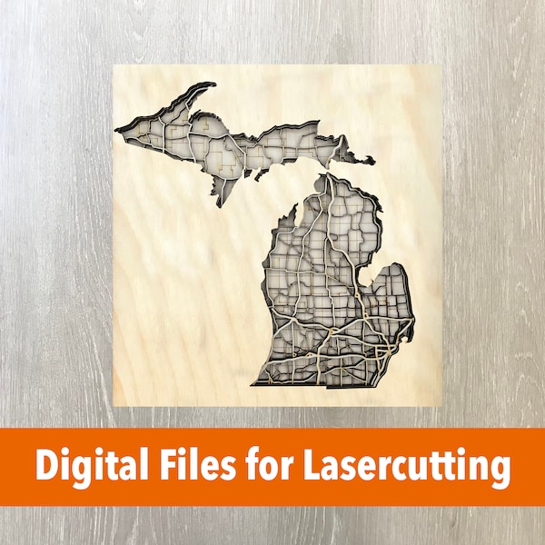 Michigan Map Art - Etsy