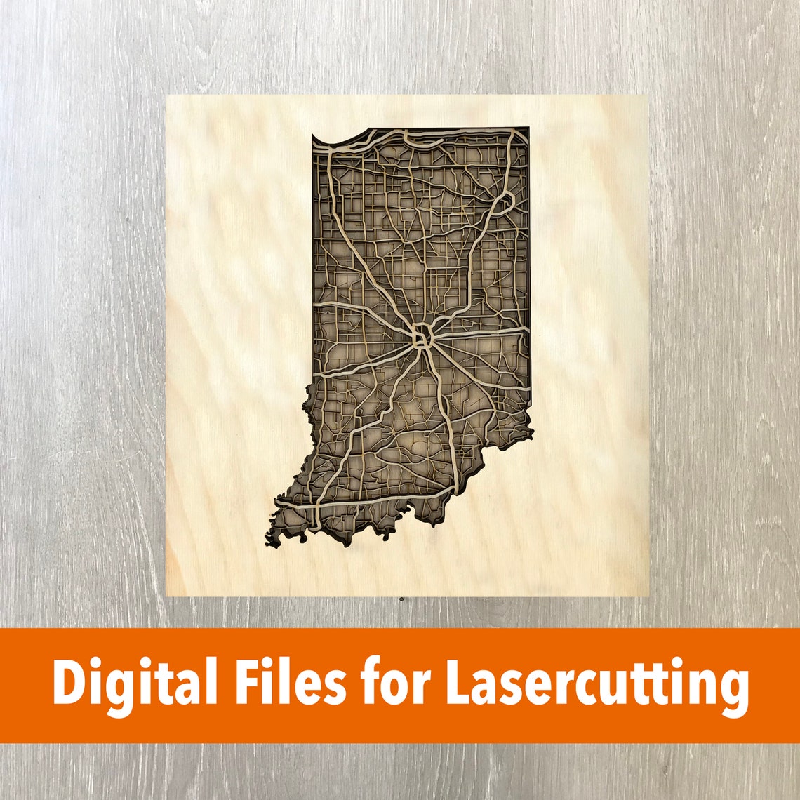 Laser Cutter File Indiana Layered Map - Etsy