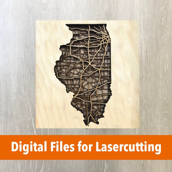 Laser Cutter File Illinois Layered Map | Etsy