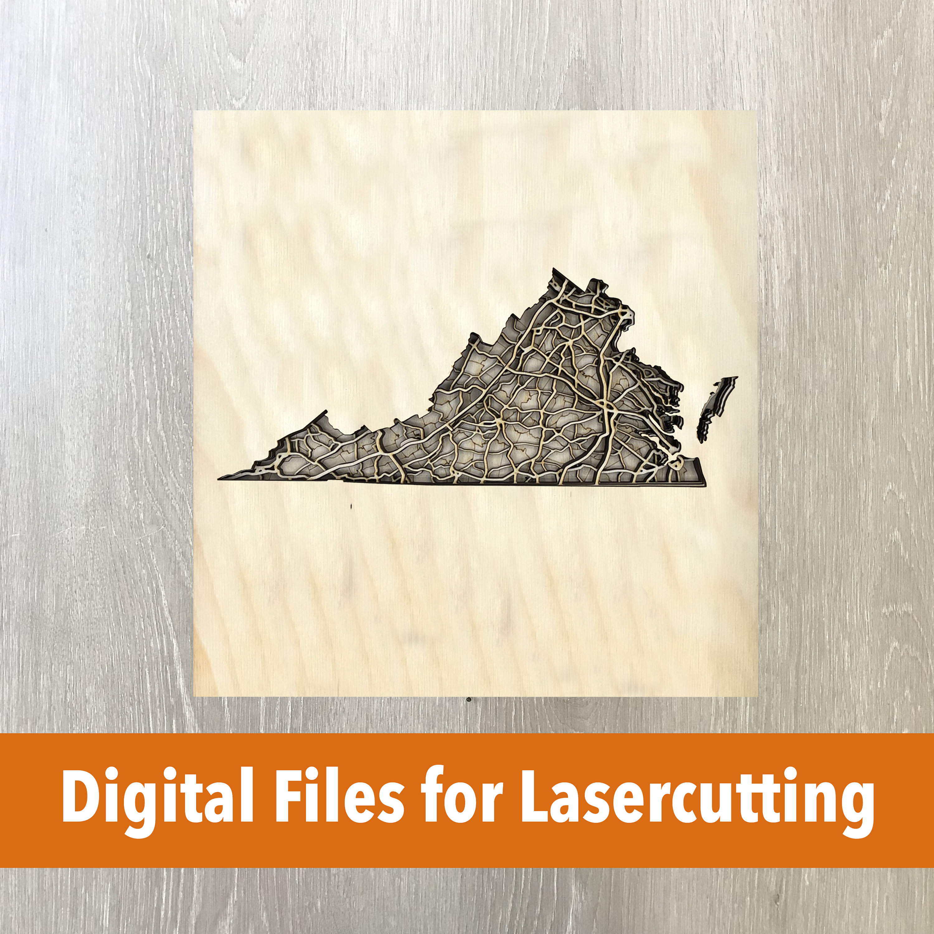 Laser Cutter File Virginia Layered Map - Etsy