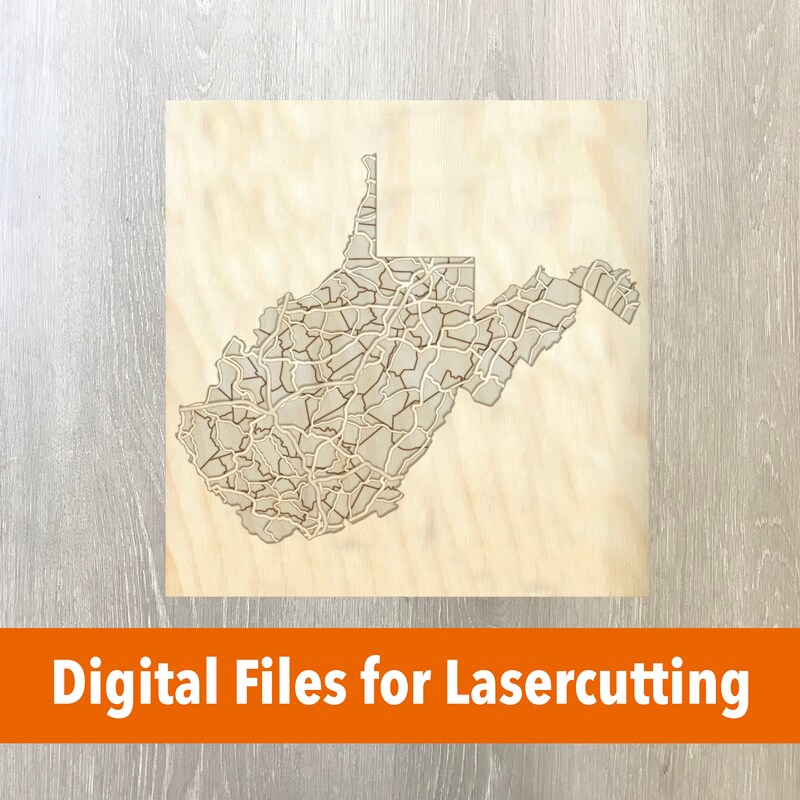 Wv Map With Cities - Etsy