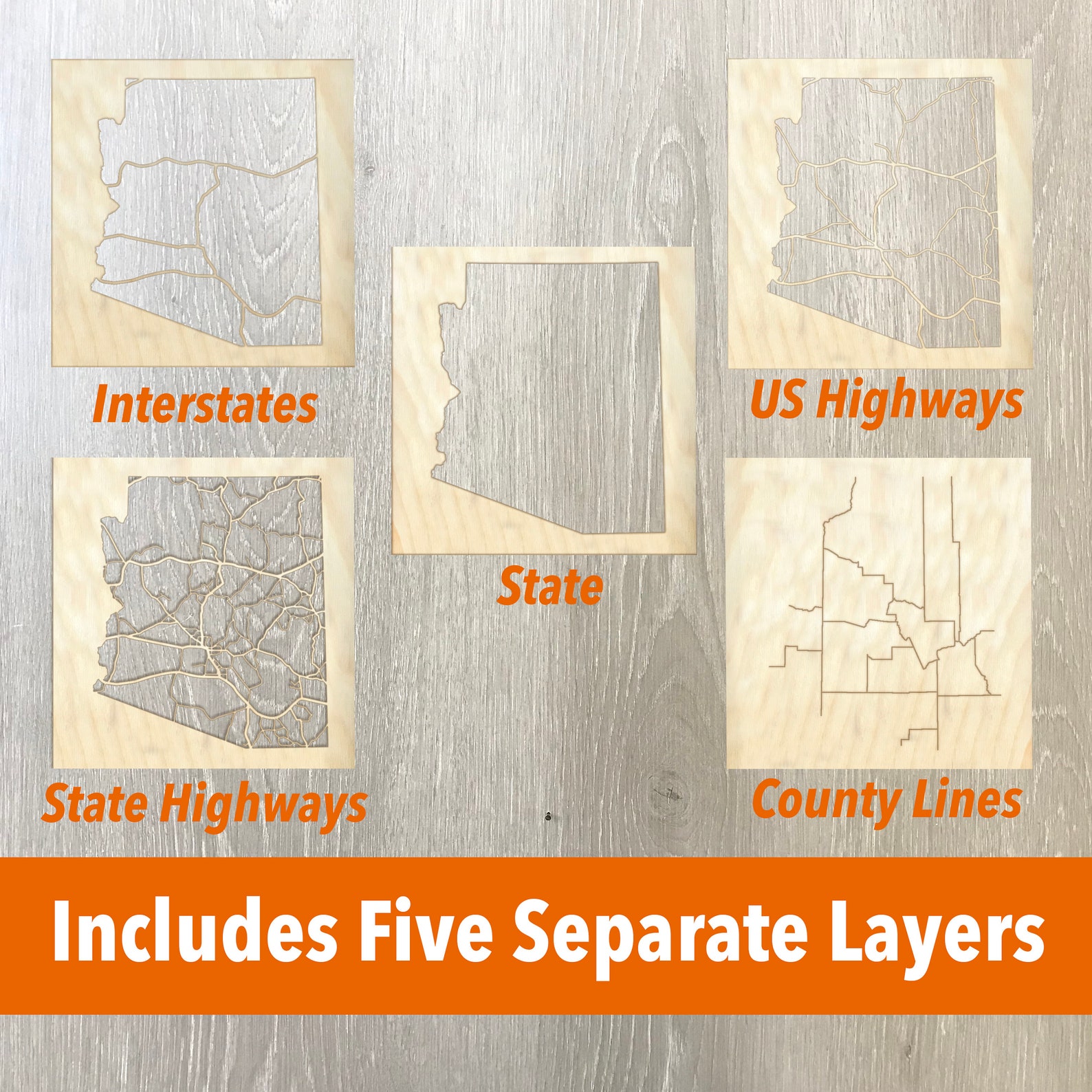 Laser Cutter File Arizona Layered Map - Etsy