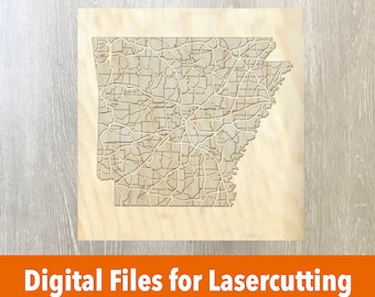Digital State of Arkansas With Counties Map SVG, PDF, DXF, & Eps Puzzle ...