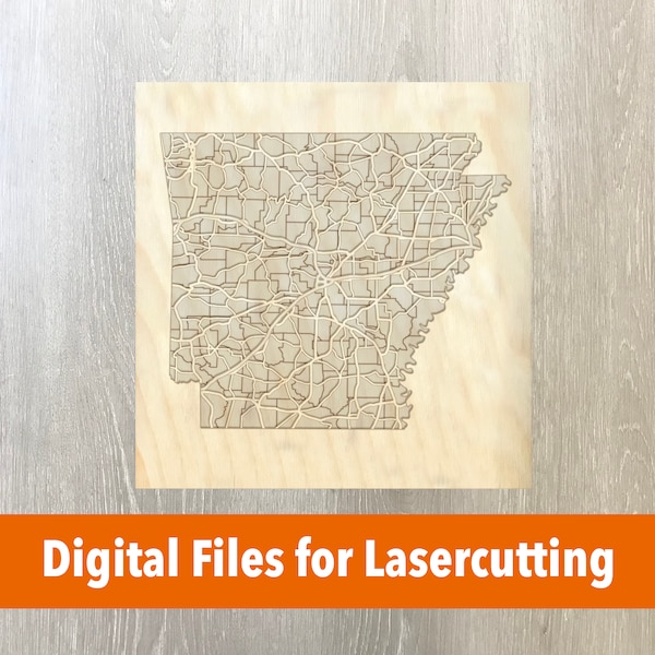 Arkansas Map Laser Lightburn - Etsy
