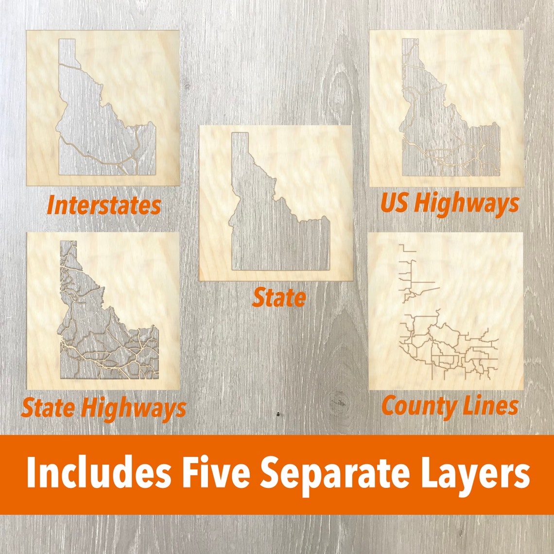 Laser Cutter File | Idaho Layered Map - Etsy