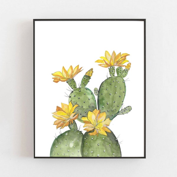 Cactus and Flower Print - Etsy