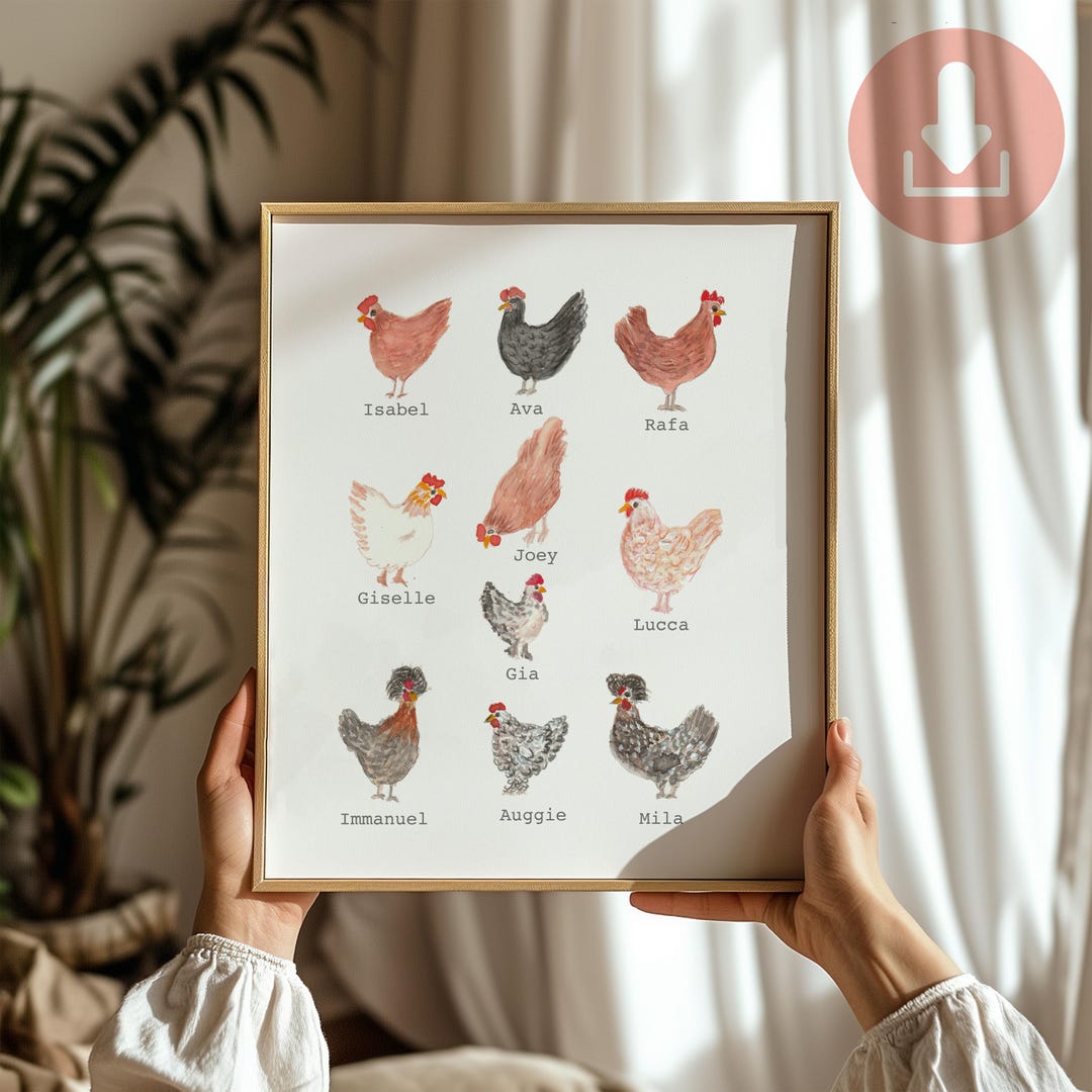 Chicken Print Personalised Named Chickens Print Digital Download ...