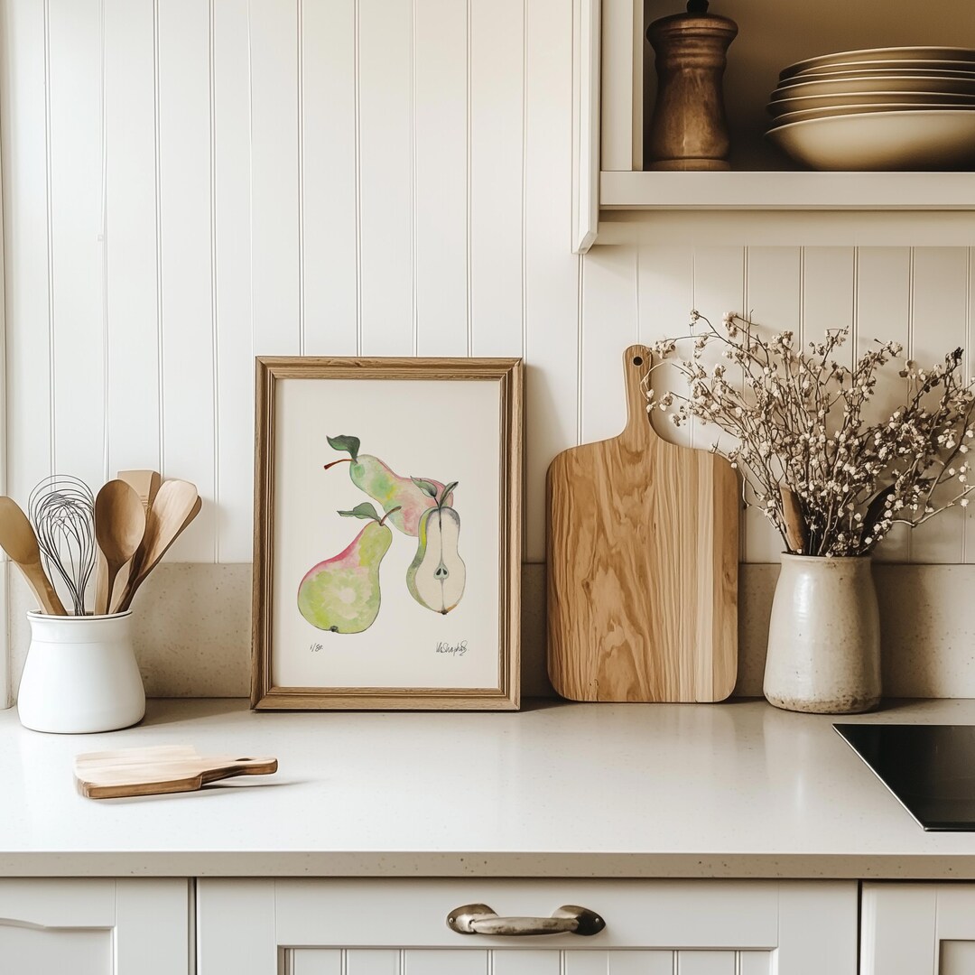 Pears Art Print, Pears Watercolour Pears Print, Three Watercolour Pears ...