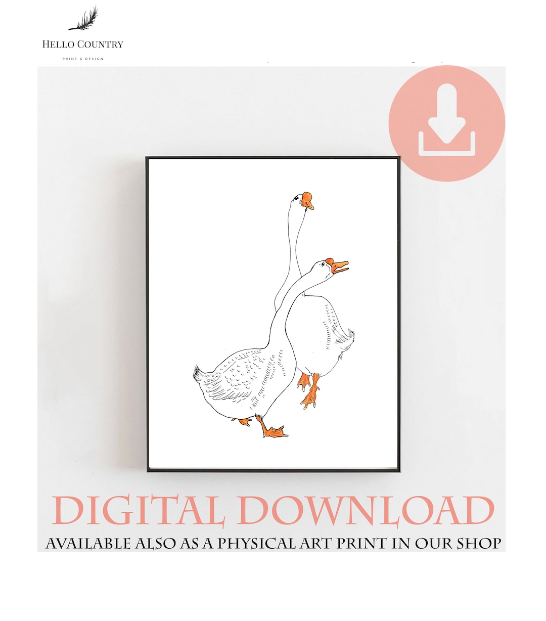 Goose Print Farmhouse Kitchen Decor Wall Art Print Geese - Etsy