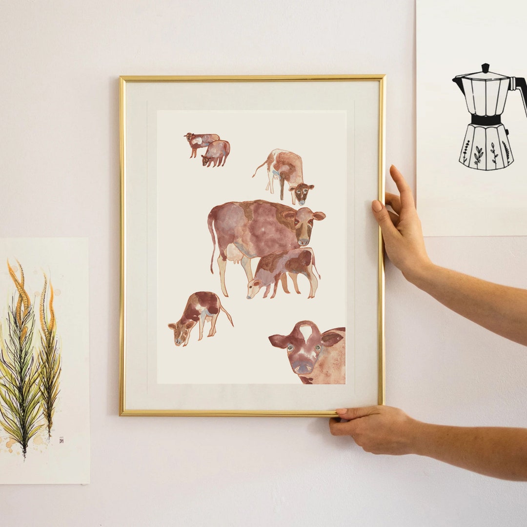 Cottagecore Cow Print: Modern Farmhouse Wall Art (A4 8x10) - Etsy