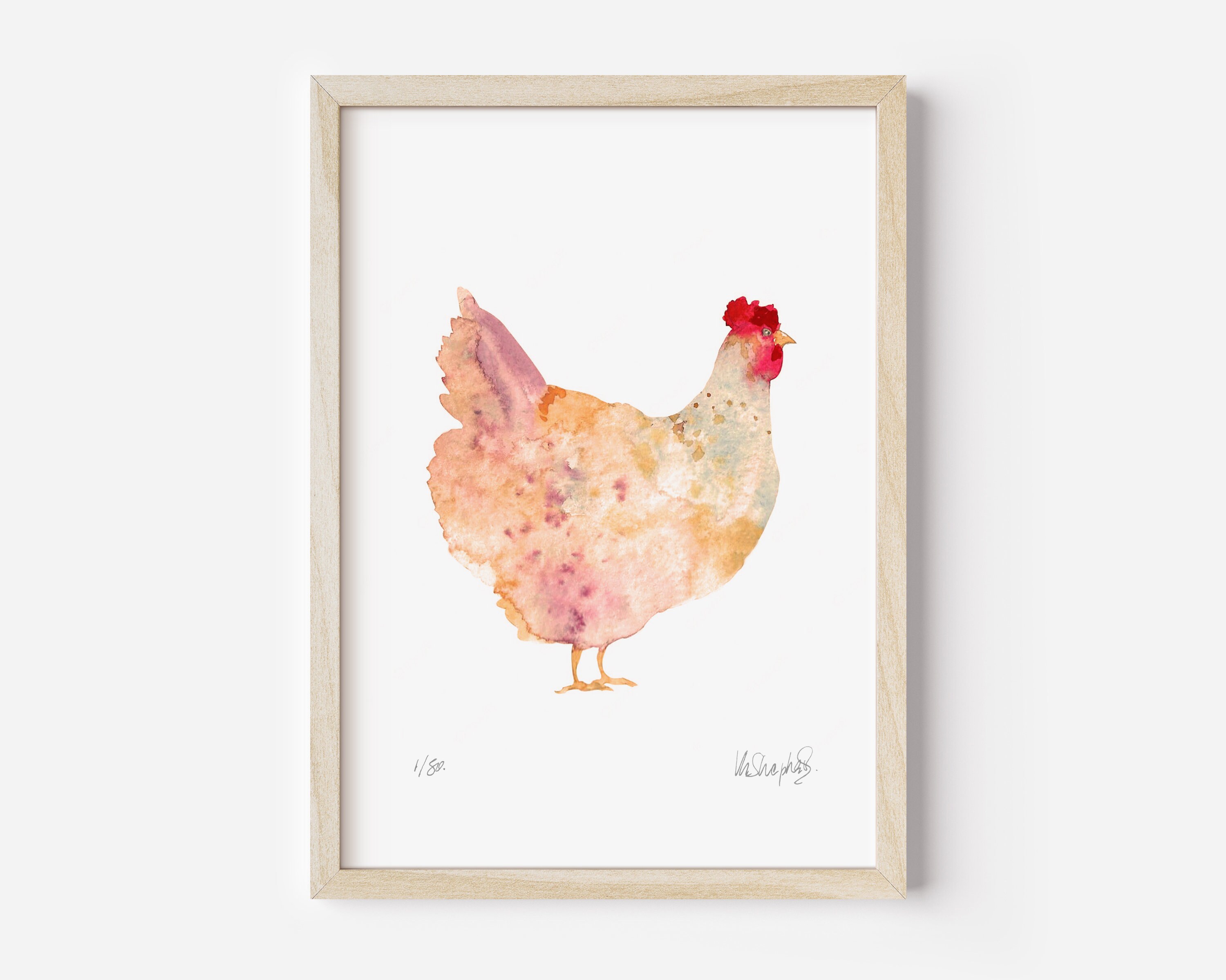 Signed Chicken Art Print: Farmhouse Kitchen Decor (A4) - Etsy