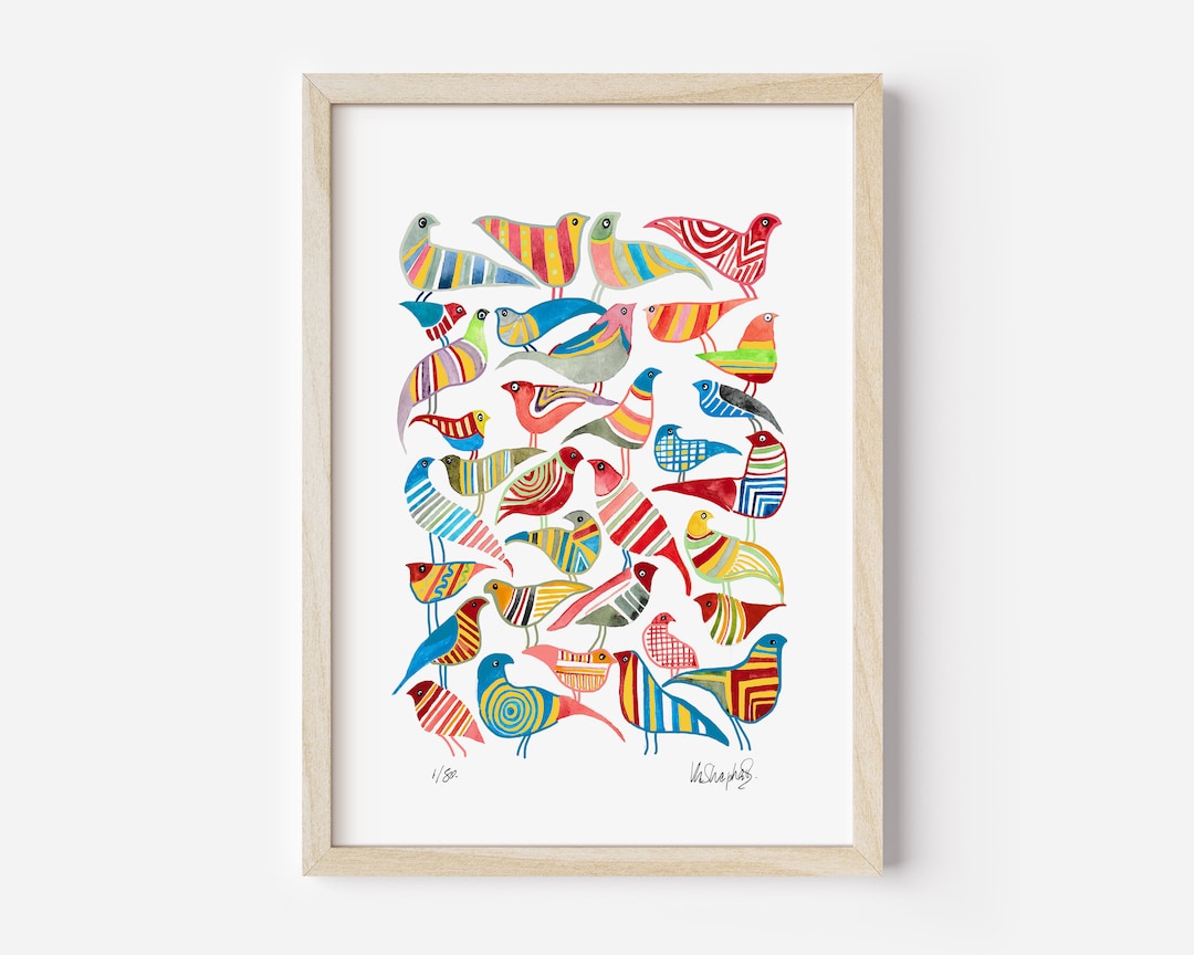 Bird Poster, Bright Wall Art, Birds Print, Bright Decor, Birds Print ...