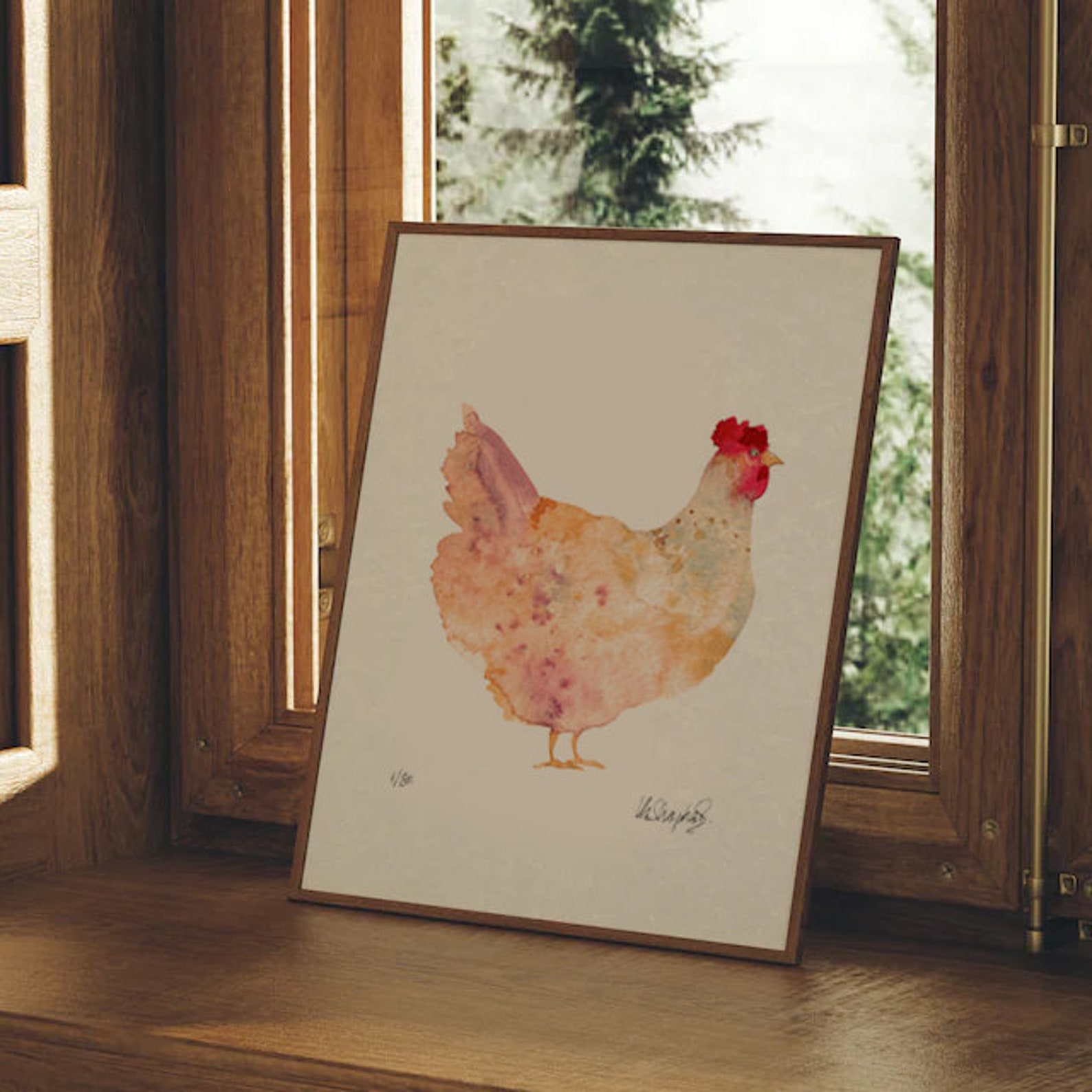 Signed Chicken Art Print: Farmhouse Kitchen Decor (A4) - Etsy