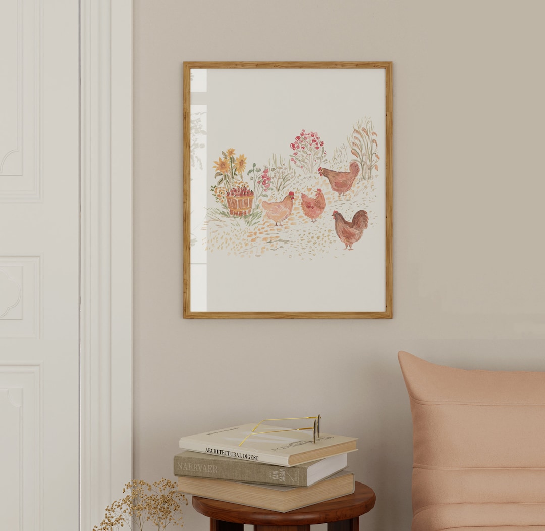 Chickens Print | Digital Download Chicken Art | Chicken Digital ...