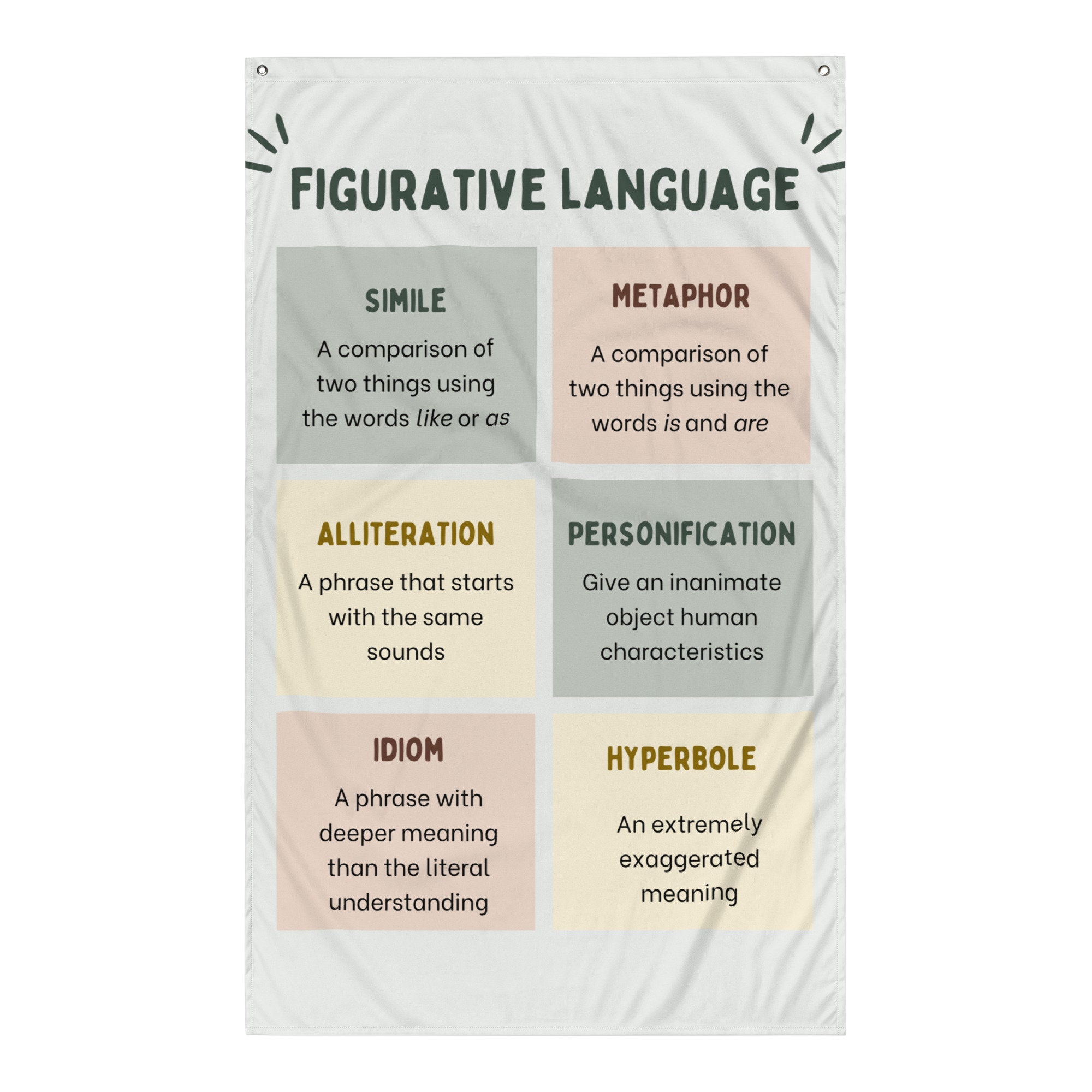 Figurative Language Anchor Chart Flag for Elementary Teachers ...