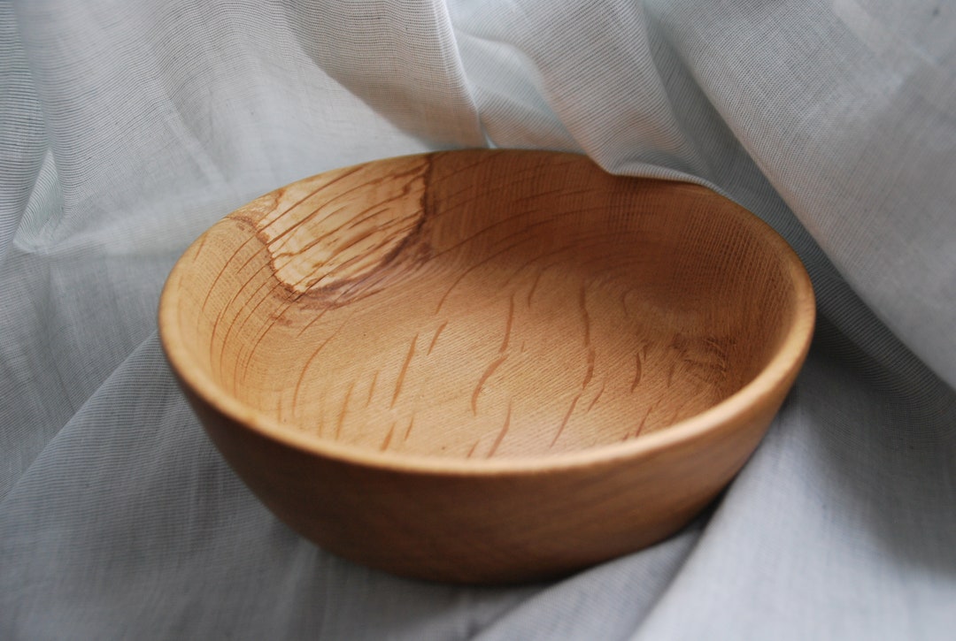 Oak Wooden Shell With Distinctive Pith Rays, Turned, Sapwood and ...