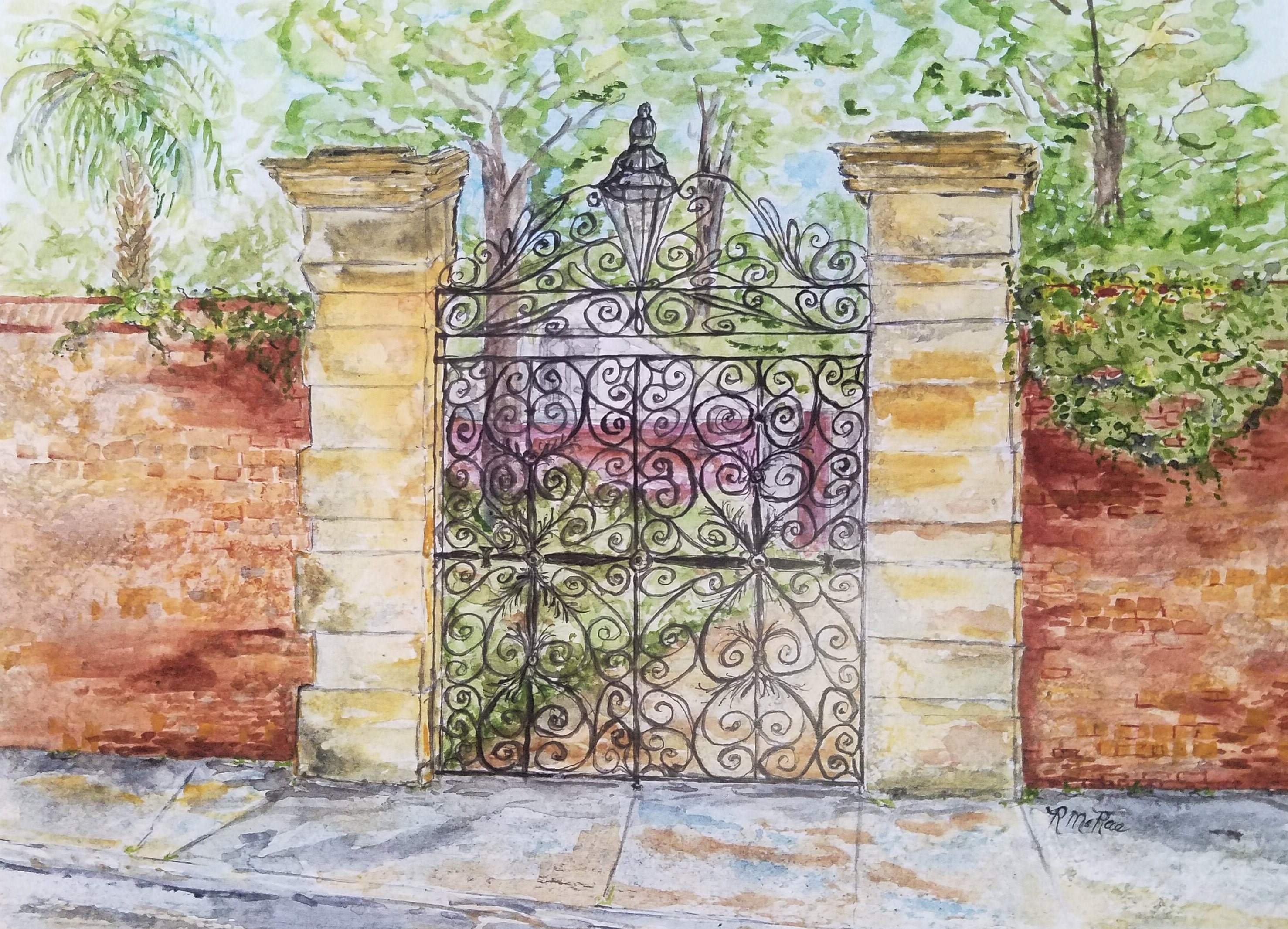 Print of Charleston Sword Gate, Print of Original Watercolor, 12 X 9 ...