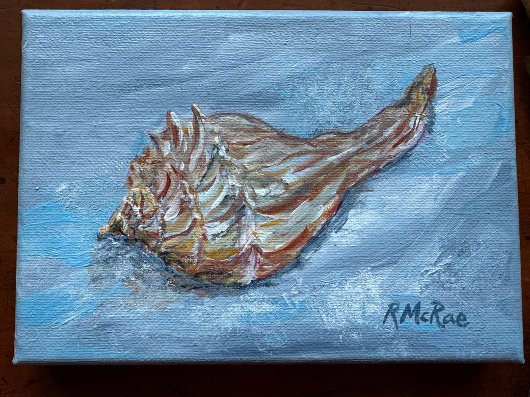 Conch Shell Acrylic Painting, Original Painting, Coastal Art, 5x7 ...