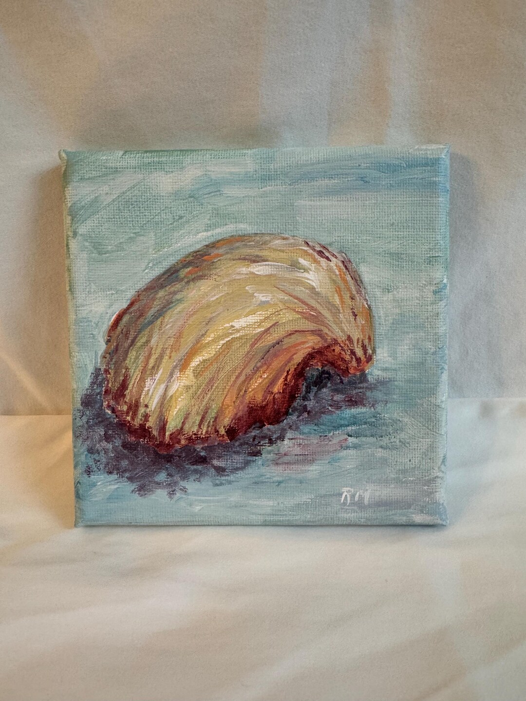 Scallop Shell Still Life: Original Acrylic Painting, 5"x5" Canvas - Etsy