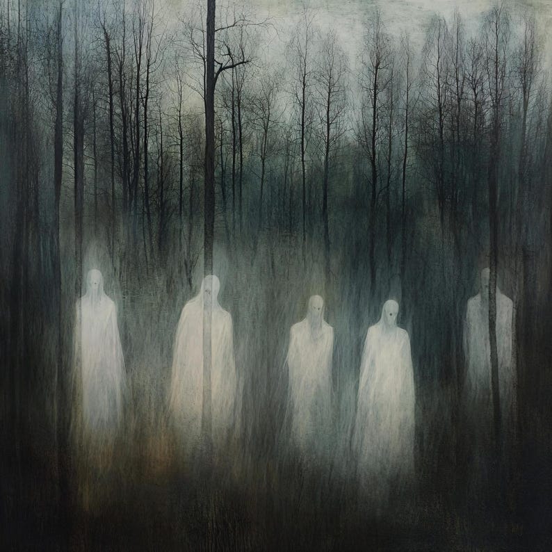 Haunted Forest Ghosts Print - Printable Art Download - Etsy