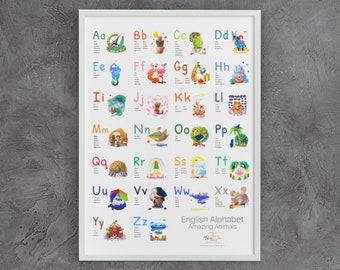 Vintage Animal Alphabet Poster Homeschool Elementary School - Etsy