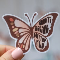 Introvert Vinyl Sticker | Antisocial Butterfly Sticker | Sticker for ...