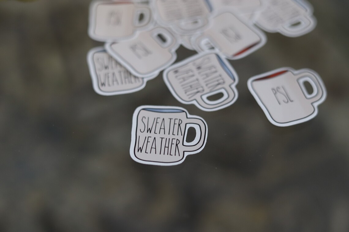 Sweater Weather Sticker Fall Sticker Coffee Sticker Rae | Etsy