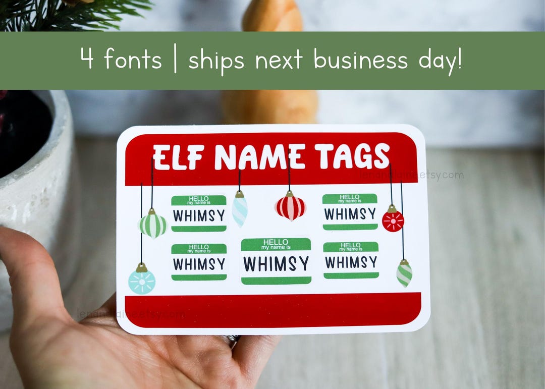 Elf Name Tag Stickers | Elf Arrival Idea - Etsy
