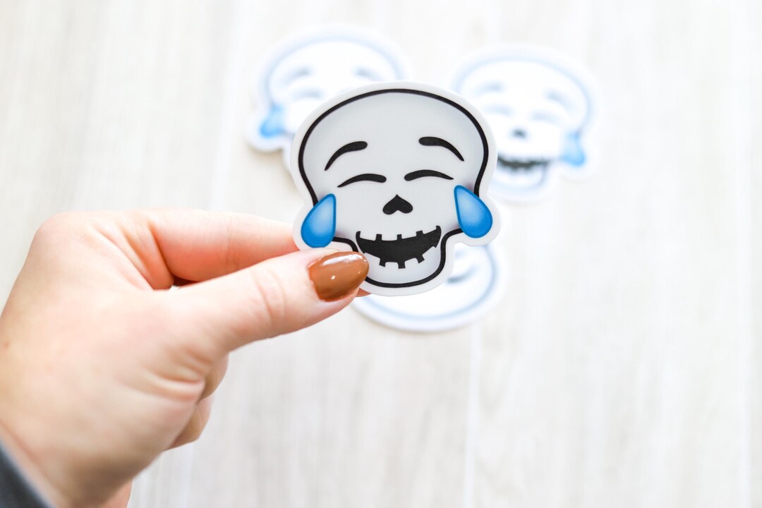 Cute Crying Laughing Skeleton Sticker | Halloween Sticker - Etsy