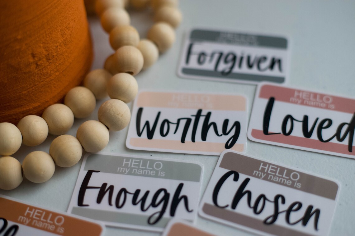 Hello My Name is Worthy Forgiven Enough Redeemed Set | Etsy