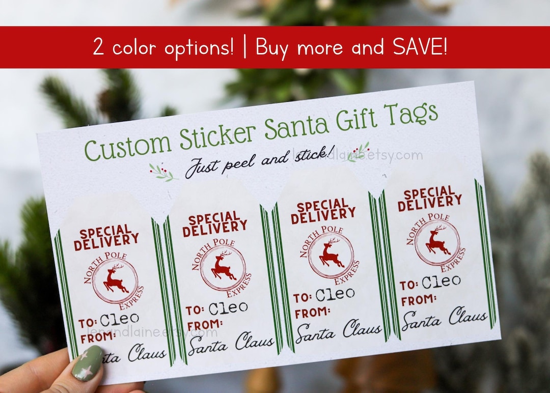 Custom Santa Claus Gift Tag Stickers - Etsy